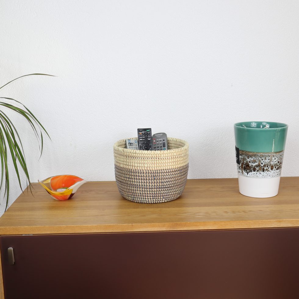 PETIT PANIER SENEGALAIS GRIS CREME - PANIER ARTISANAL